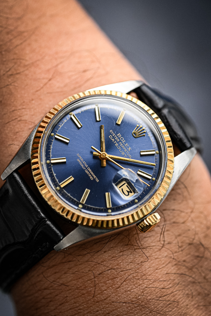 Rolex Datejust 36 1601 Gold and Blue | Liège Vintage Watches By Maison ...